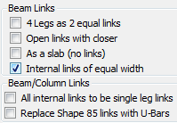 Beam & Column Links Options