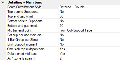 Beam Detailing options