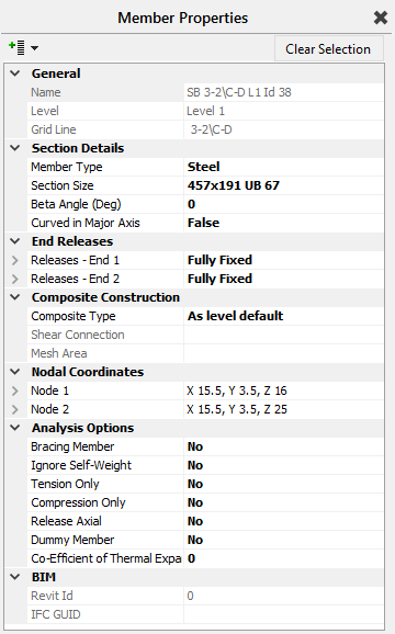 Properties of Frame Elements